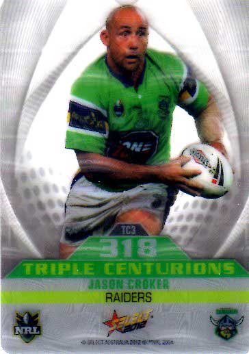 2012 NRL Champions Triple Centurion TC3 Jason Croker Raiders | Diggaz ...