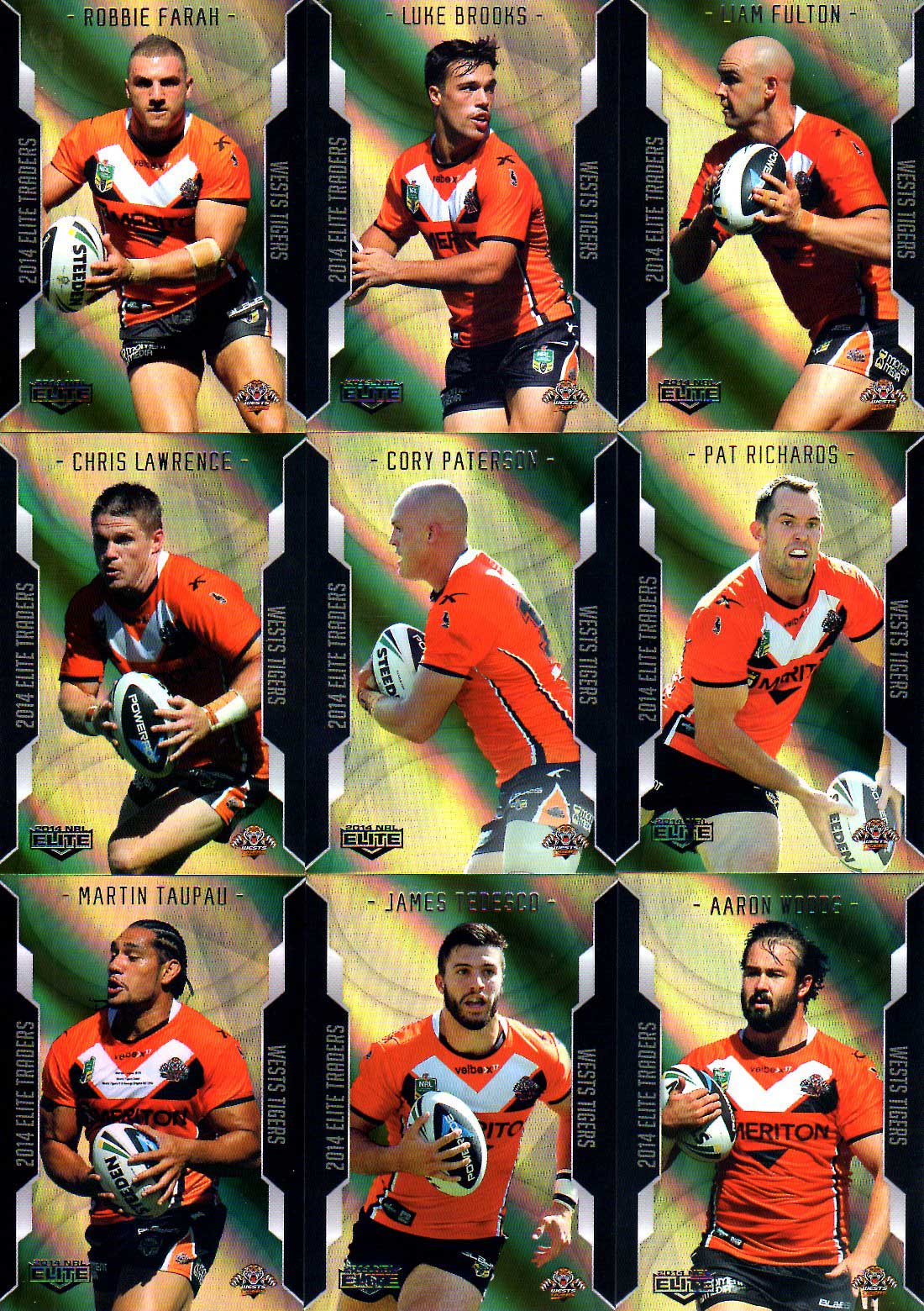 2014 NRL Elite 9-Card Gold Parallel Team Set Wests Tigers | Diggaz ...