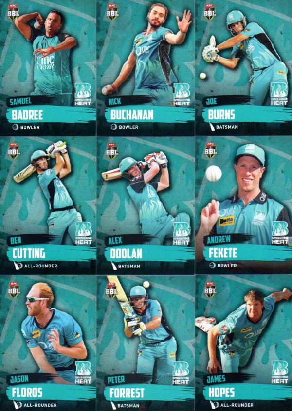 2015/16 CA & BBL Cricket 15-Card Team Set Brisbane Heat | Diggaz ...