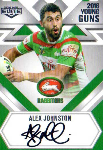 2016 NRL Elite Young Guns Signature YG12 Alex Johnston Rabbitohs ...