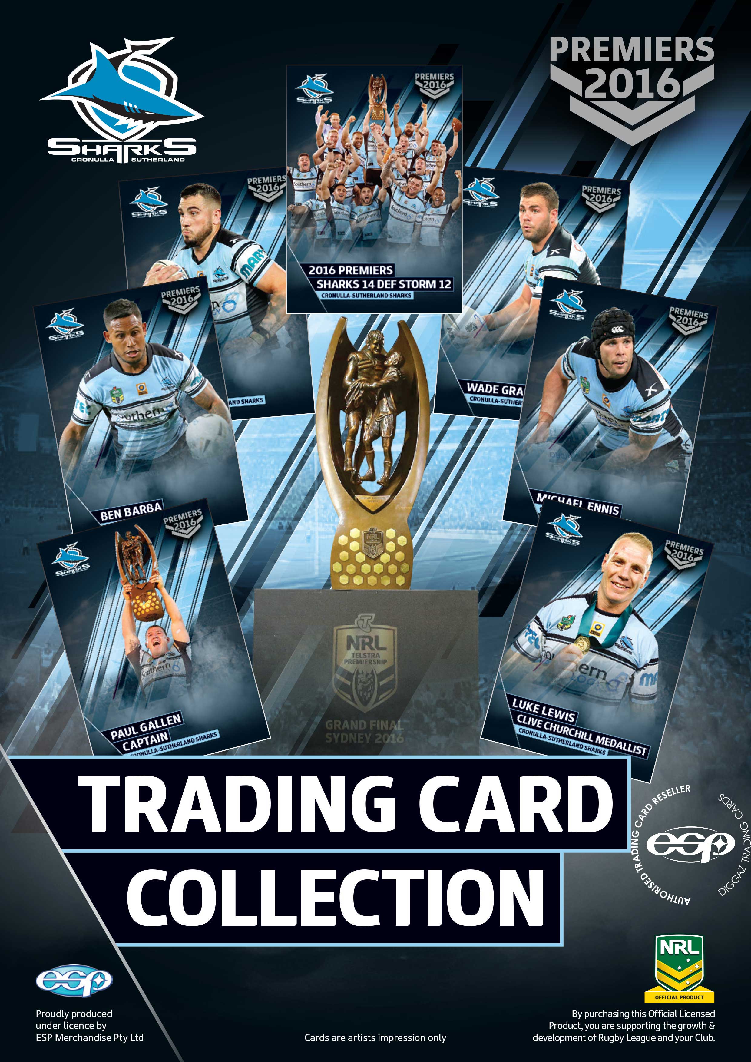 2016 NRL Premiers Cronulla Sutherland Sharks 20-Card Box Set | Diggaz ...
