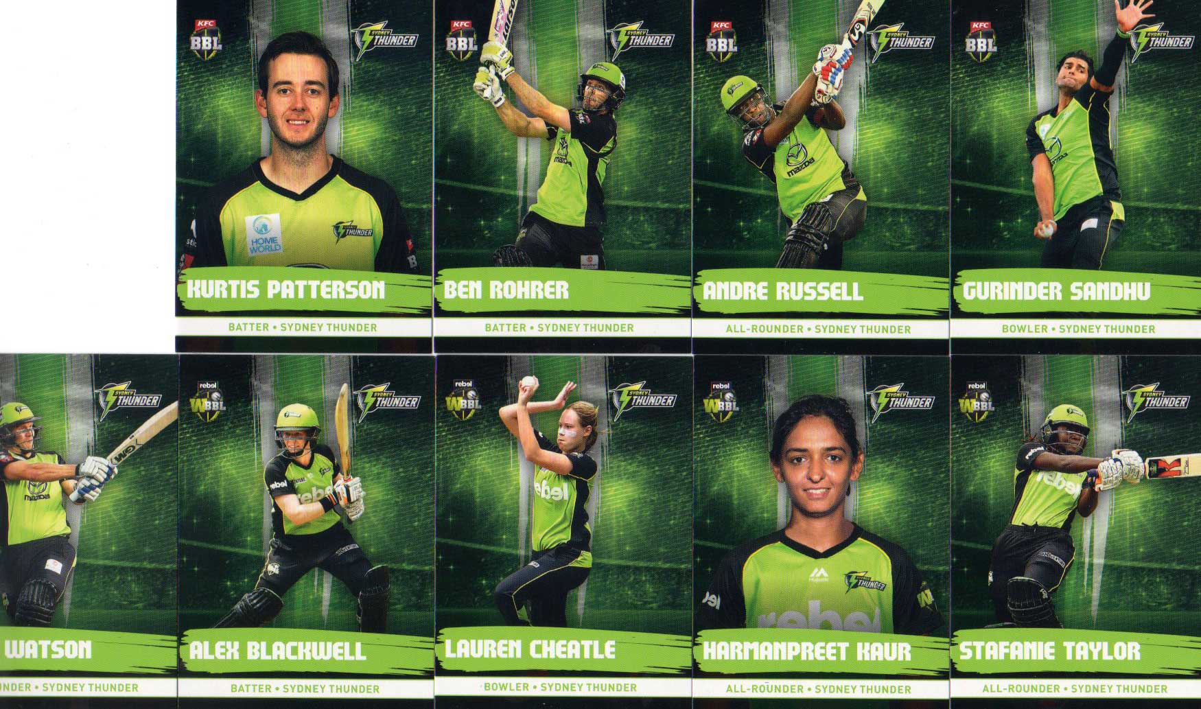 2016/17 CA & BBL Cricket 17-Card Team Set Sydney Thunder | Diggaz ...