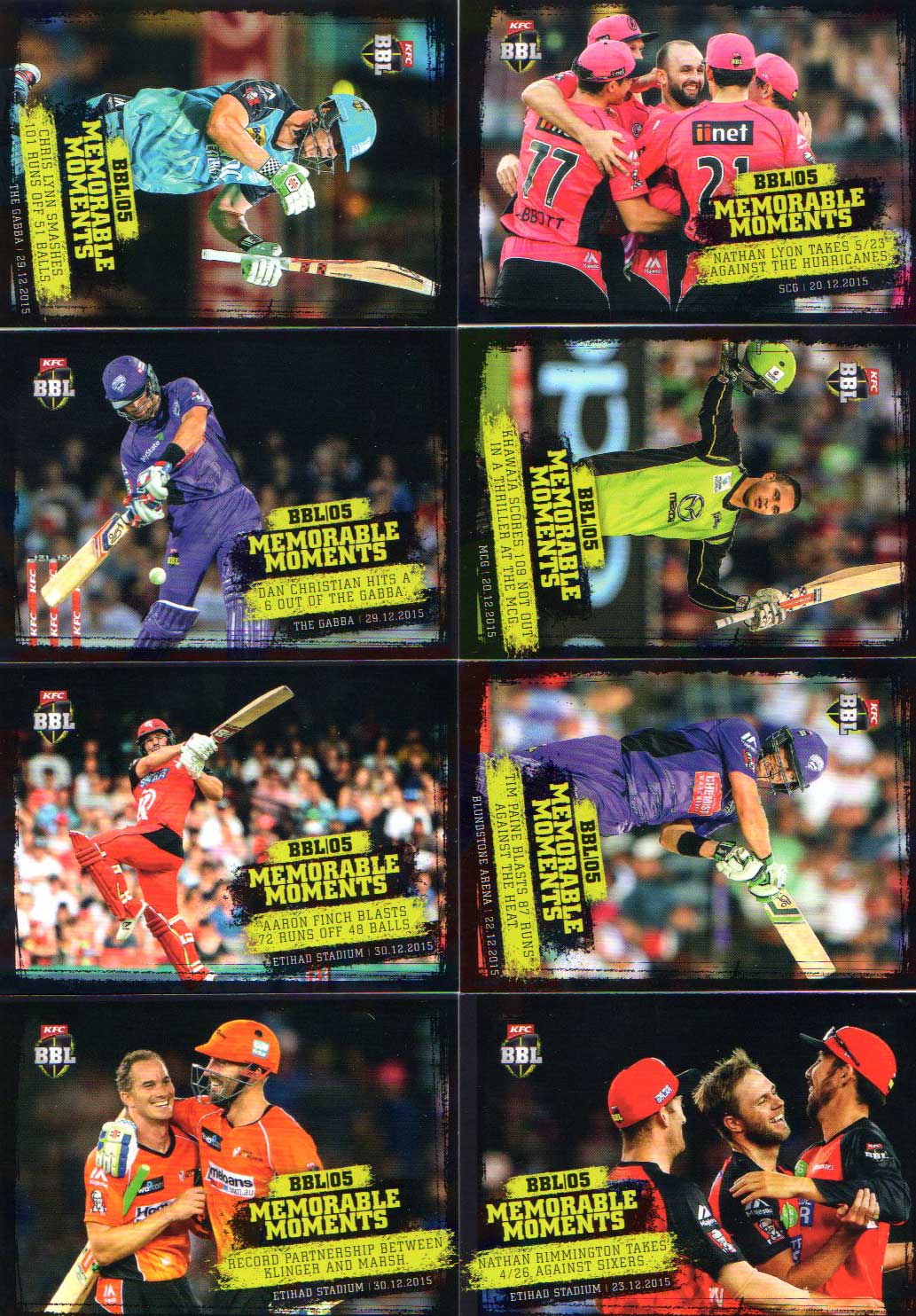2016/17 Tap N Play CA & BBL Cricket Memorable Moments Complete 16-Card ...