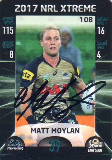 2017 ESP NRL Xtreme Game Cards Authenticated Signature Card Matt Moylan ...