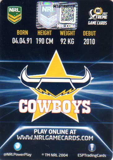 2017 ESP NRL Xtreme Game Cards Authenticated Signature Card Justin O ...