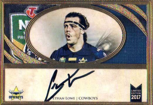 2017 NRL Superhero Limited Edition Gold Jersey Signature Ethan Lowe ...