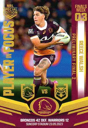 2023 NRL Special Edition Player in Focus IFPF2 Reece Walsh Broncos ...